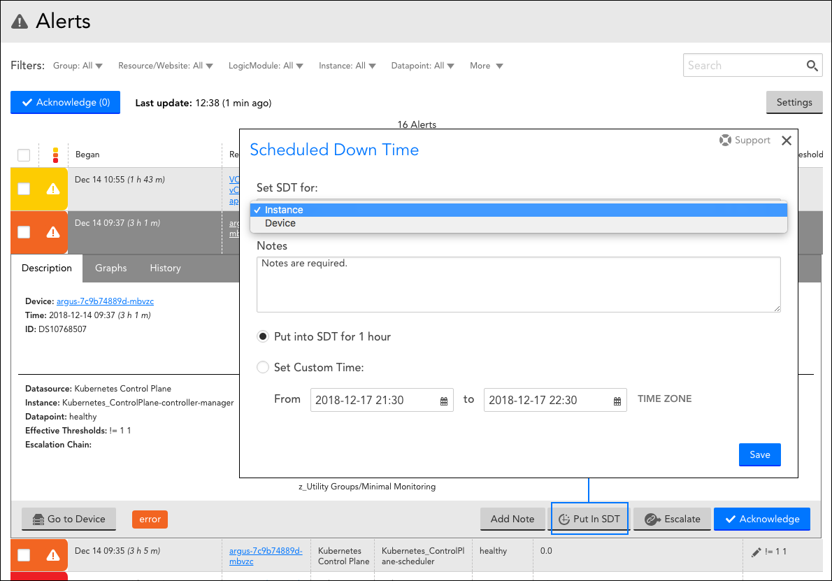Responding To Alerts From Within The Logicmonitor Interface