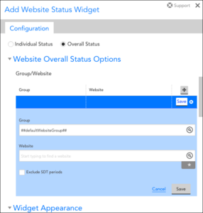 Website Status Widget - LogicMonitor