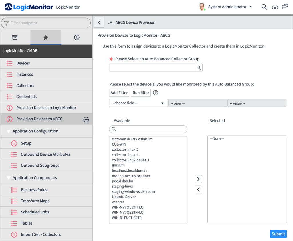 ServiceNow CMDB Update Set: Auto-Balanced Collector Groups | LogicMonitor