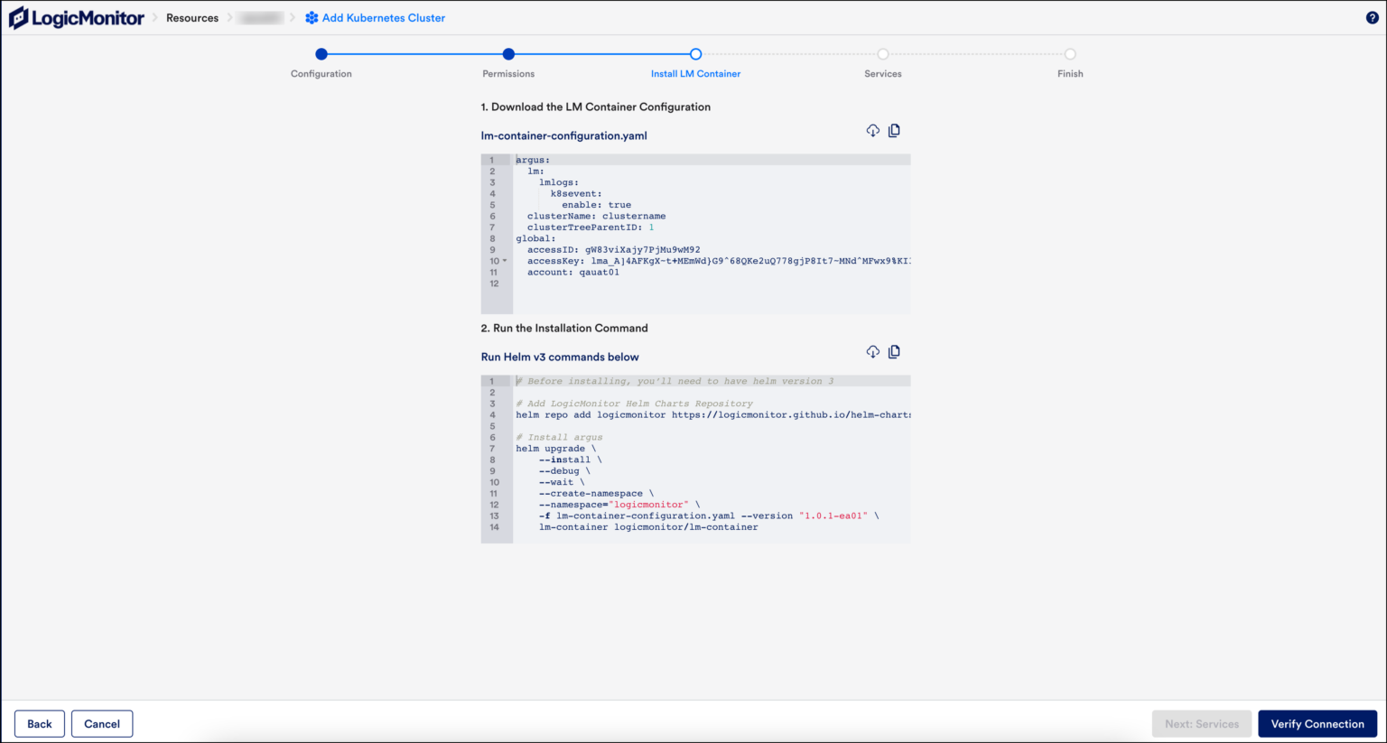 Adding Kubernetes Cluster Using Logicmonitor Web Portal Logicmonitor