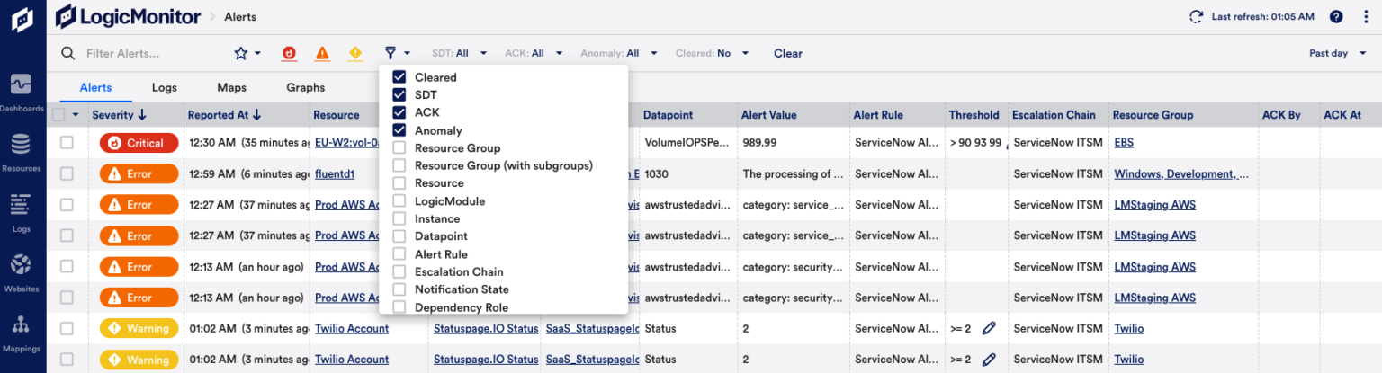 Managing Alerts from the Alerts Page - LogicMonitor