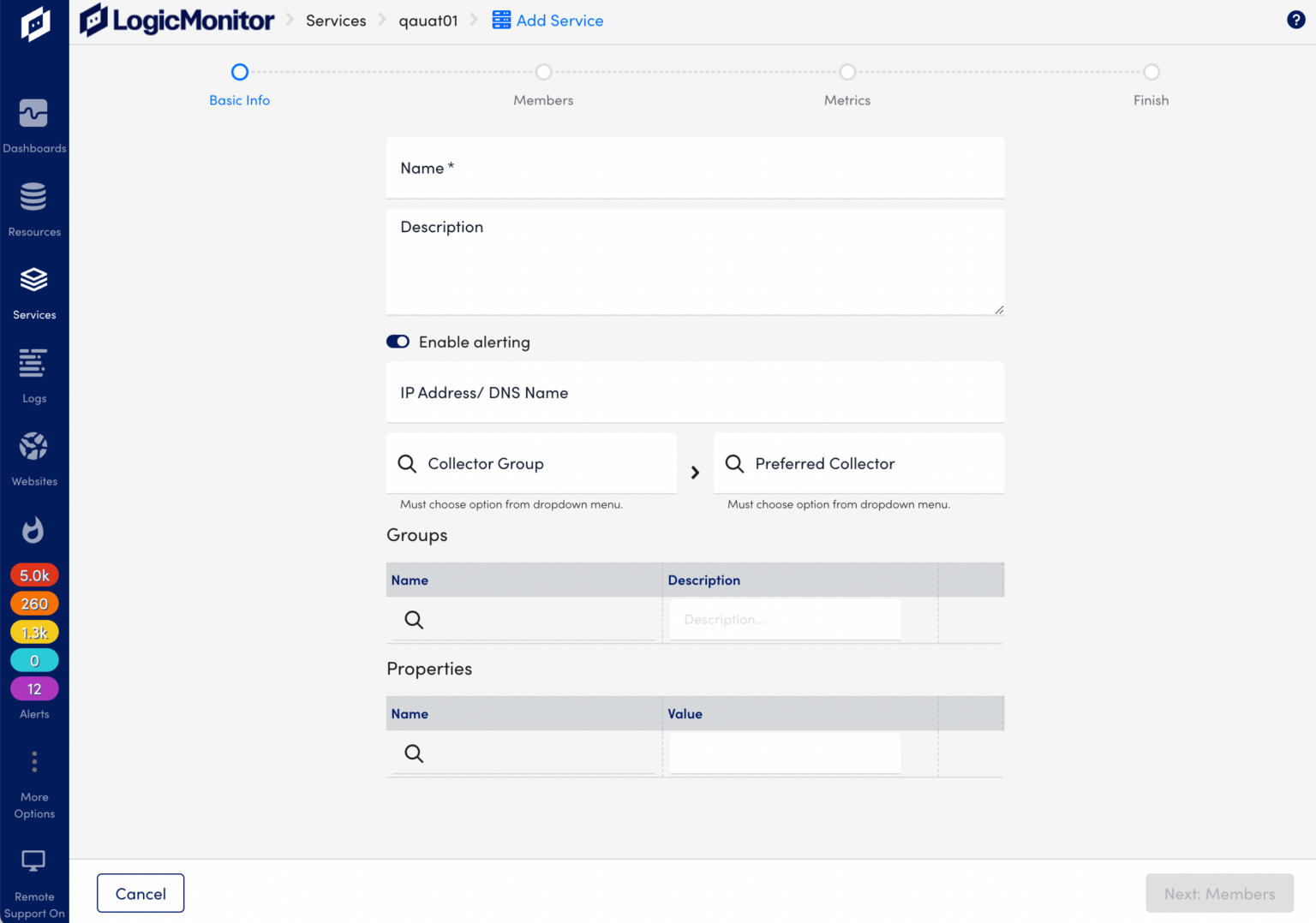 Adding a Service | LogicMonitor