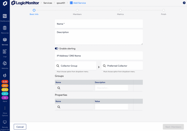 Adding a Service | LogicMonitor