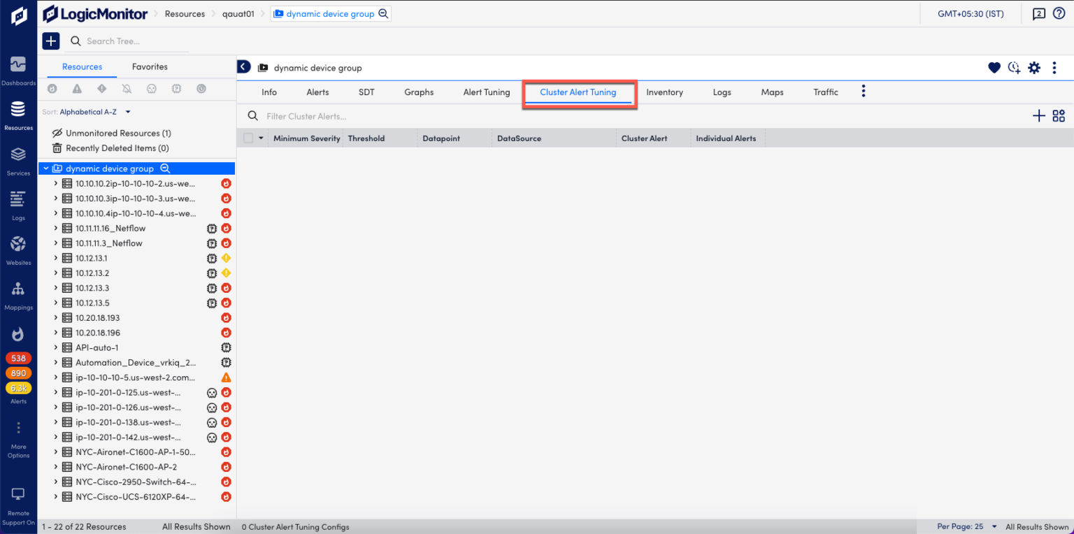 Cluster Alert Tuning Tab | LogicMonitor
