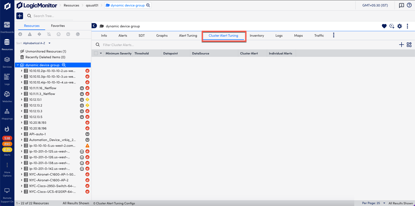 Cluster Alert Tuning Tab Logicmonitor