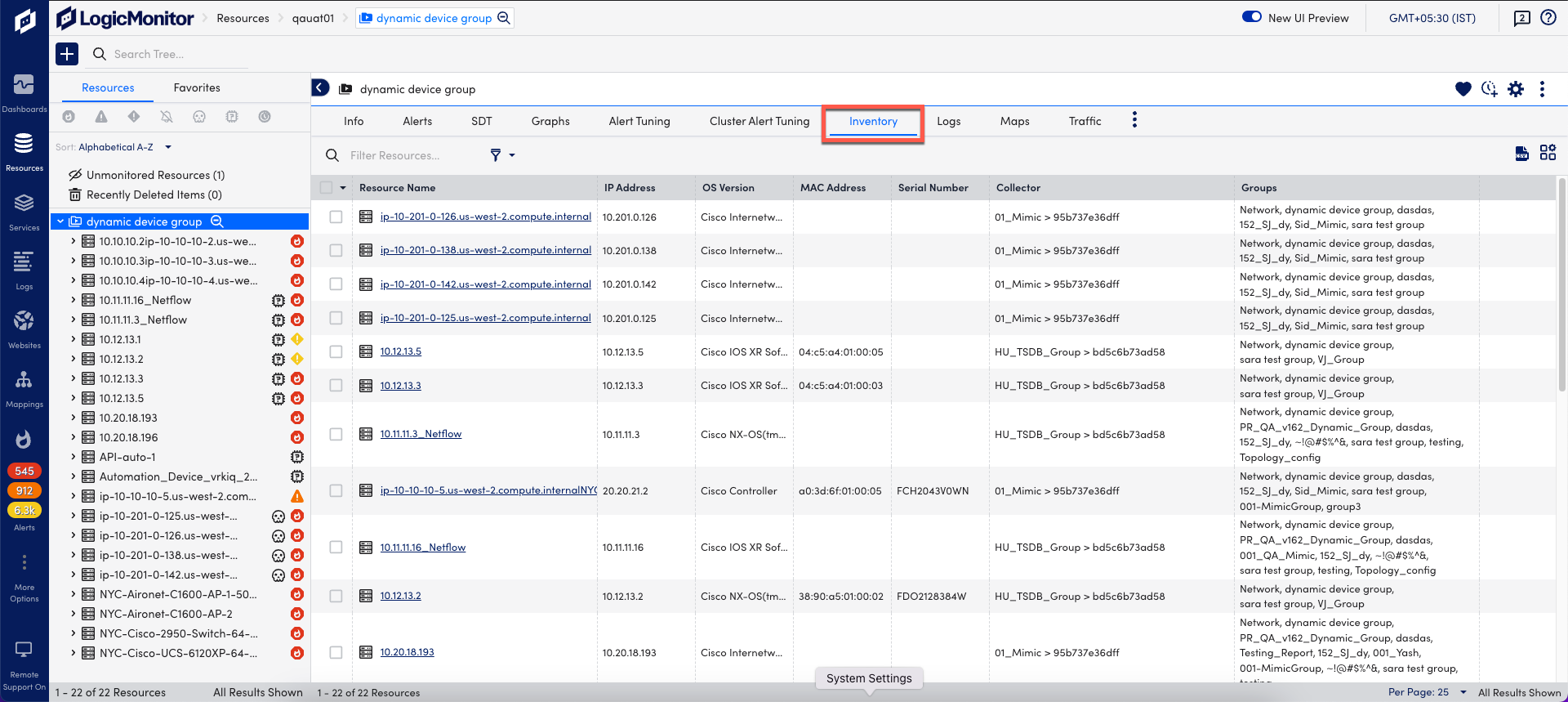 Inventory Tab | LogicMonitor