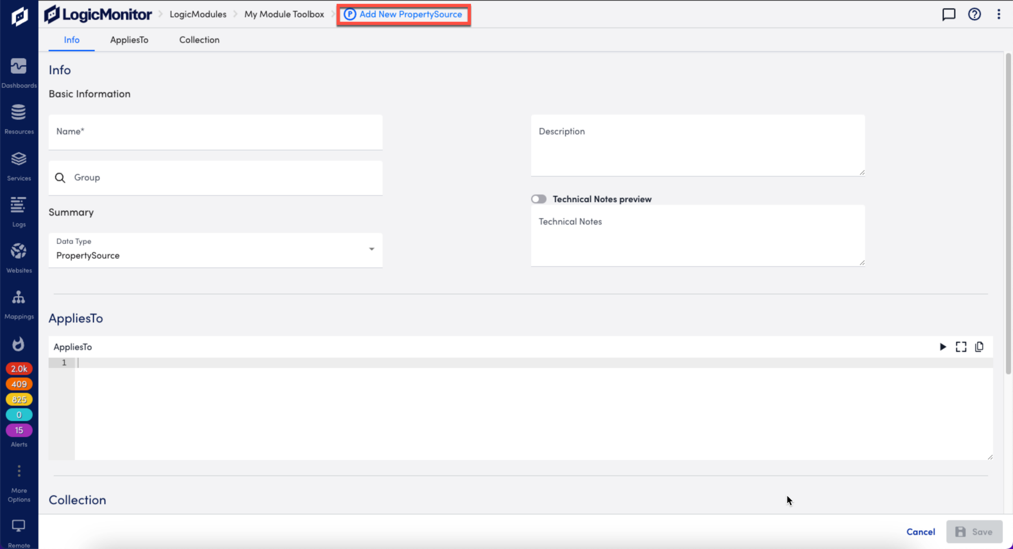 PropertySource Configuration | LogicMonitor