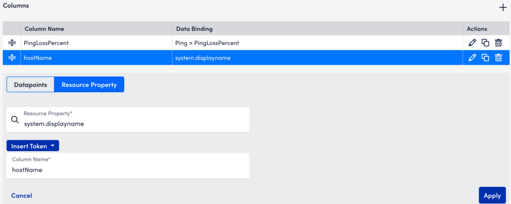 Table Widget | LogicMonitor