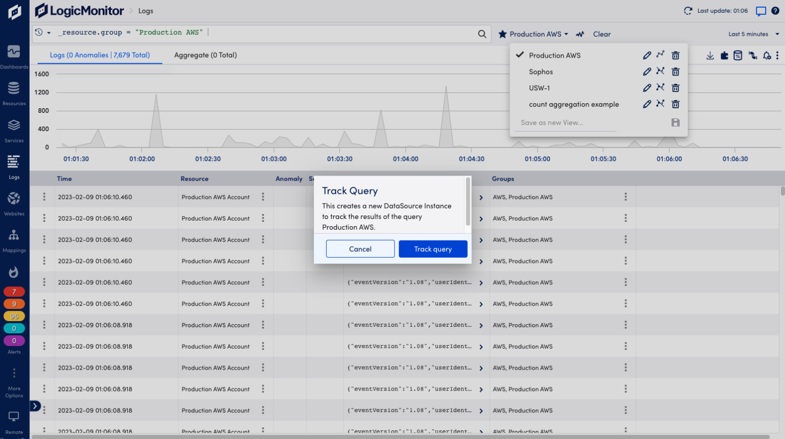 Logs Query Tracking - LogicMonitor