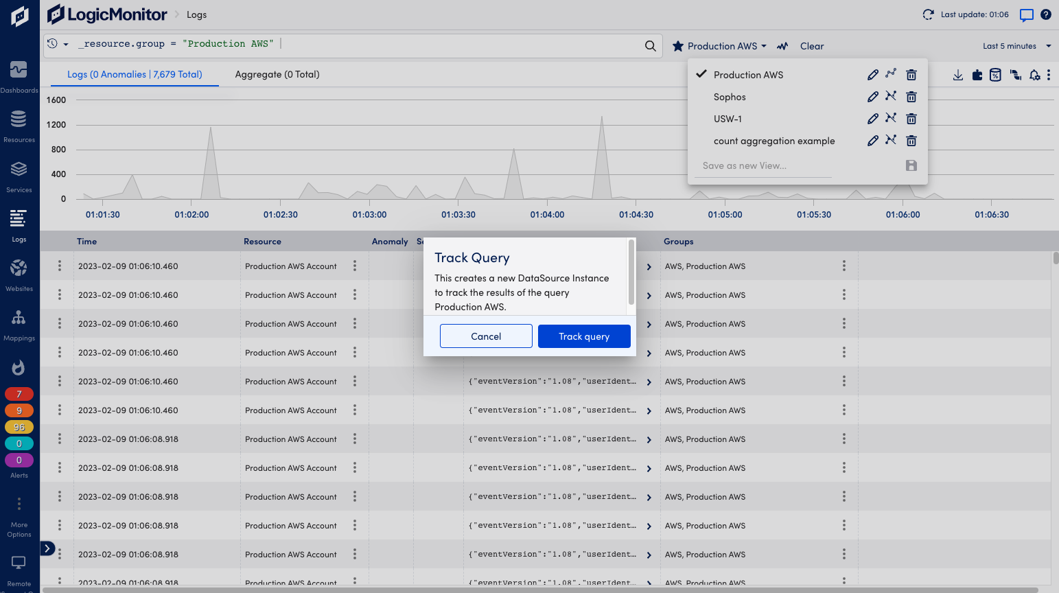 Logs Query Tracking - LogicMonitor
