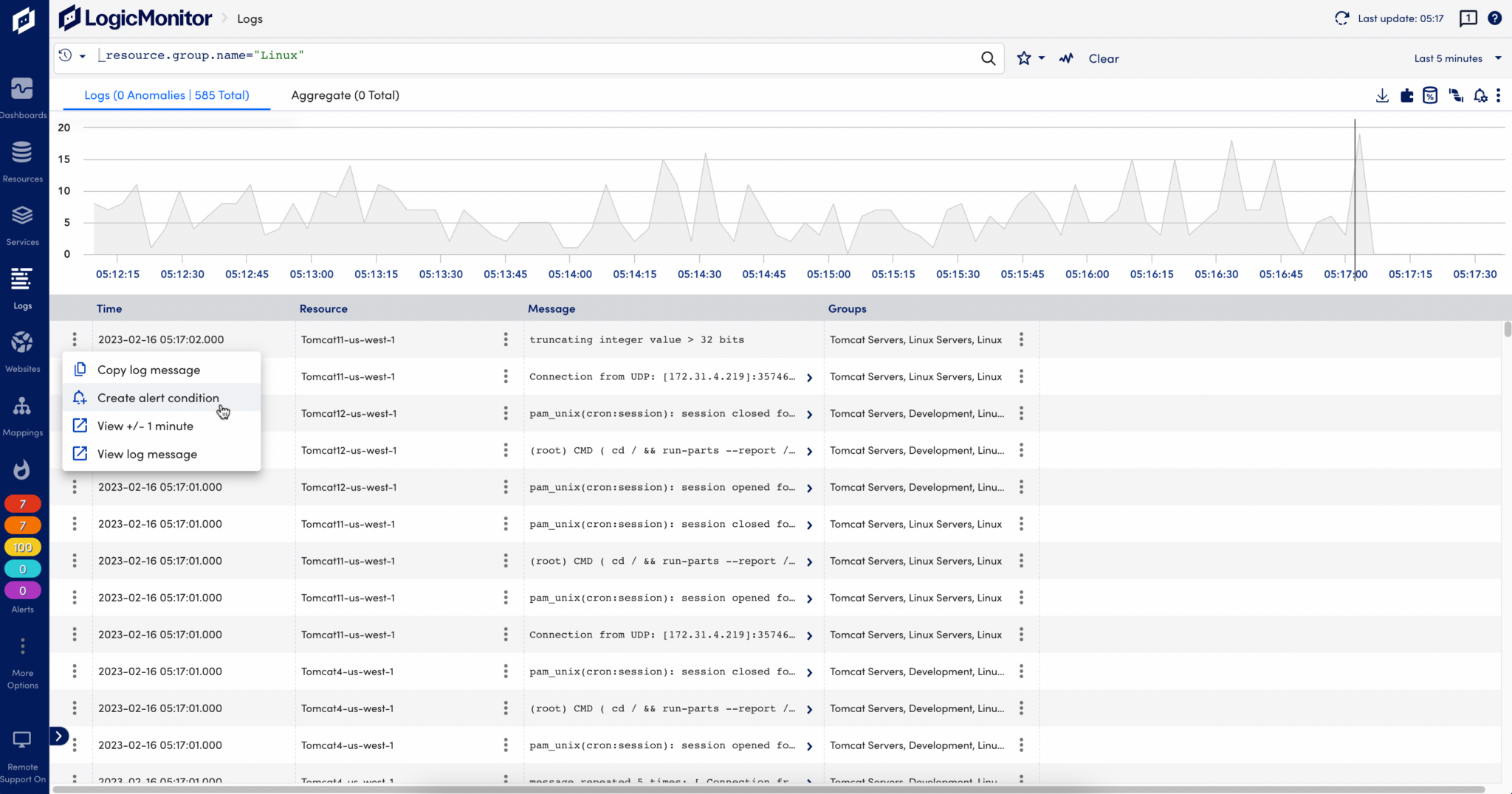 Log Alert Conditions | LogicMonitor