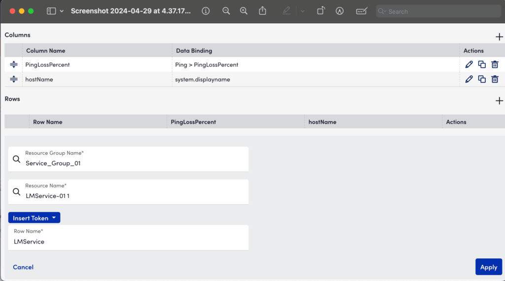 Table Widget | LogicMonitor