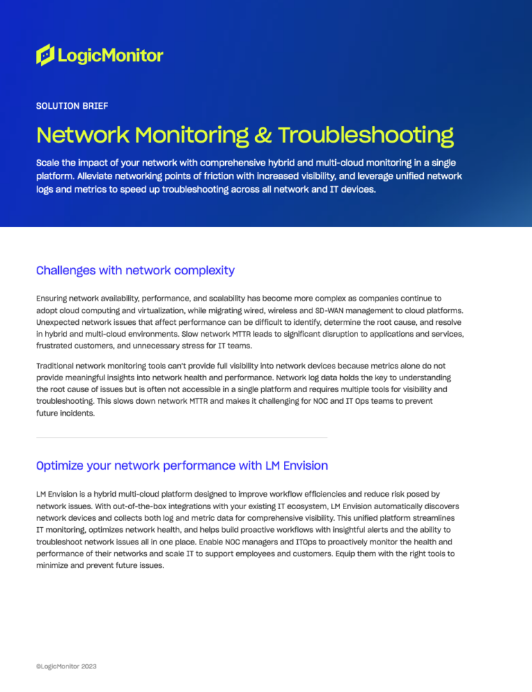 Network Monitoring And Troubleshooting Solution Brief Logicmonitor