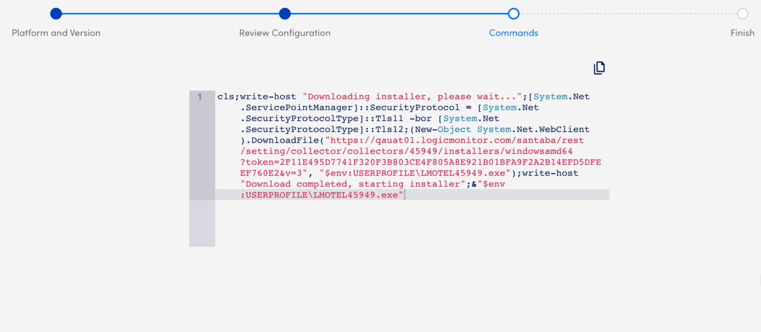 OpenTelemetry Collector Installation from LogicMonitor Wizard ...