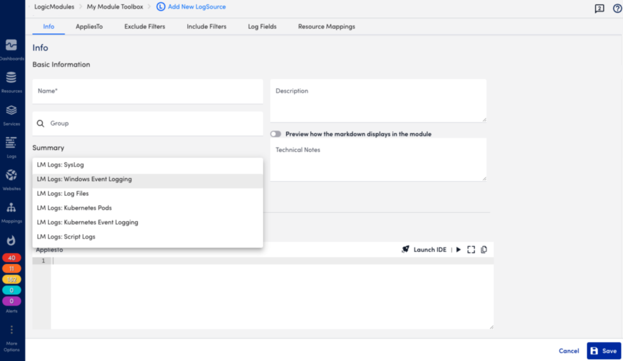 LogSource Overview | LogicMonitor