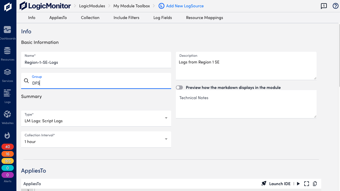 Script Logs Logsource Configuration Logicmonitor