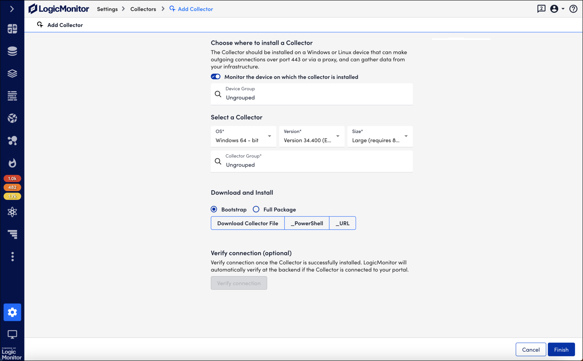 Adding Collector Logicmonitor