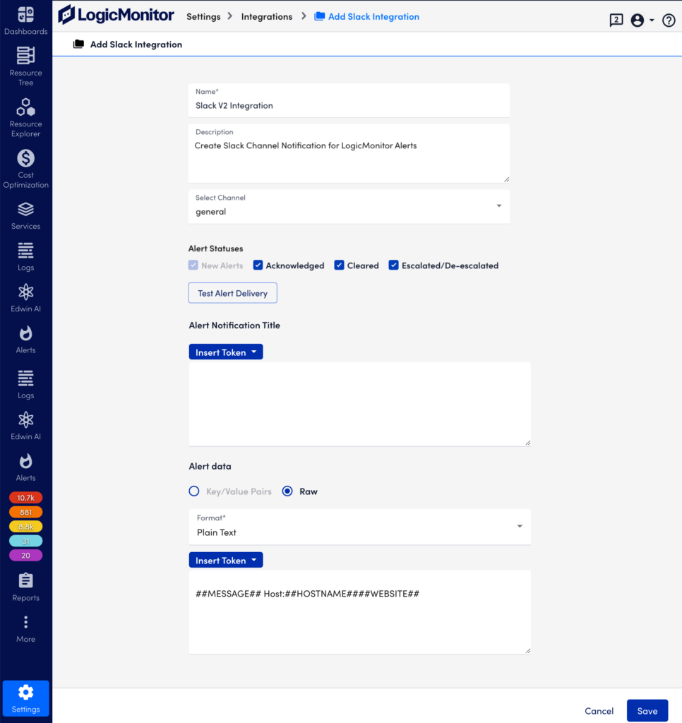 Integration for Slack | LogicMonitor