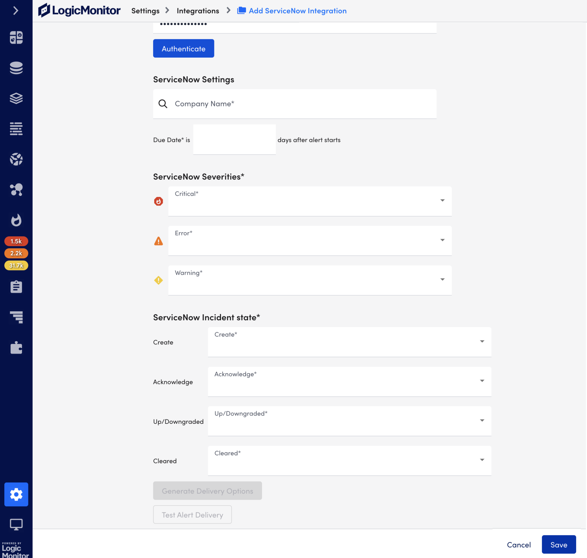 ServiceNow (Incident Management) Integration | LogicMonitor