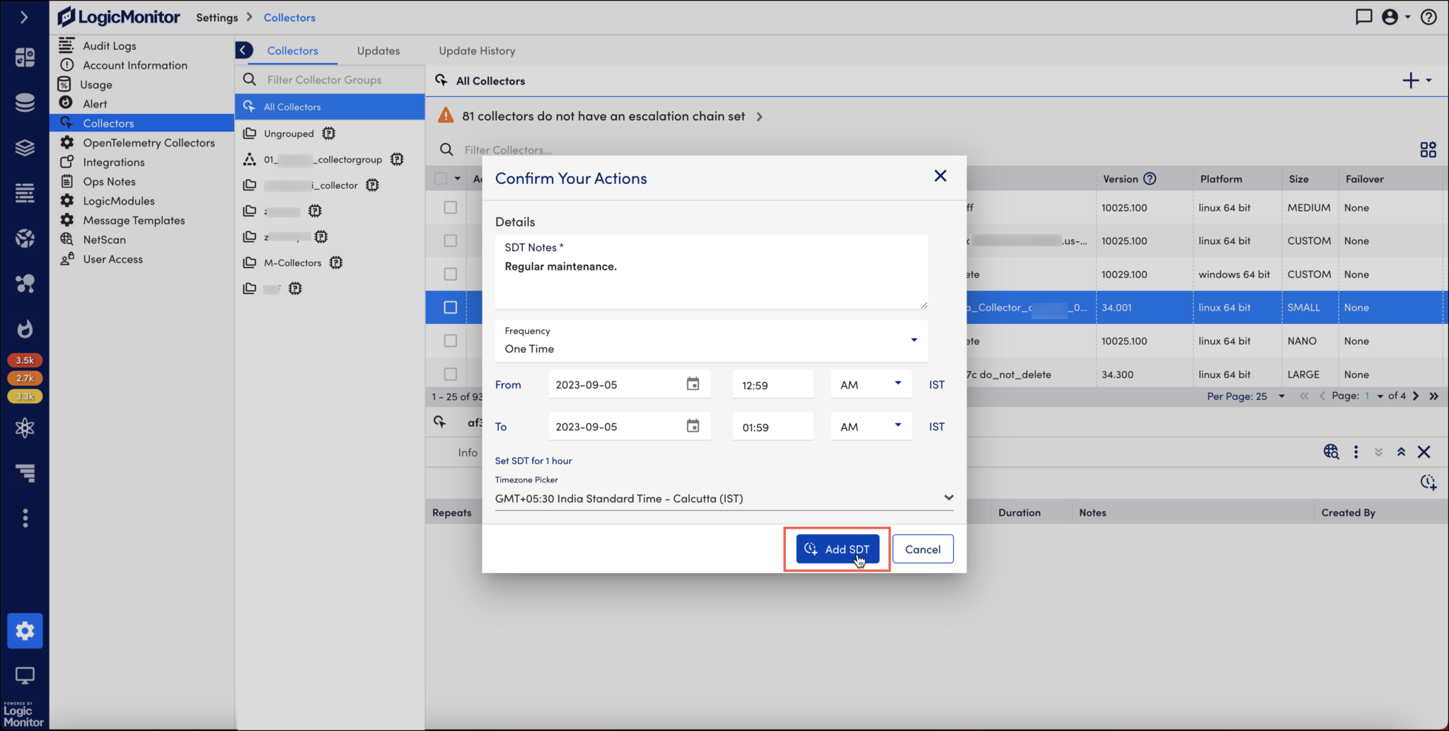 Adding SDT to Collector | LogicMonitor