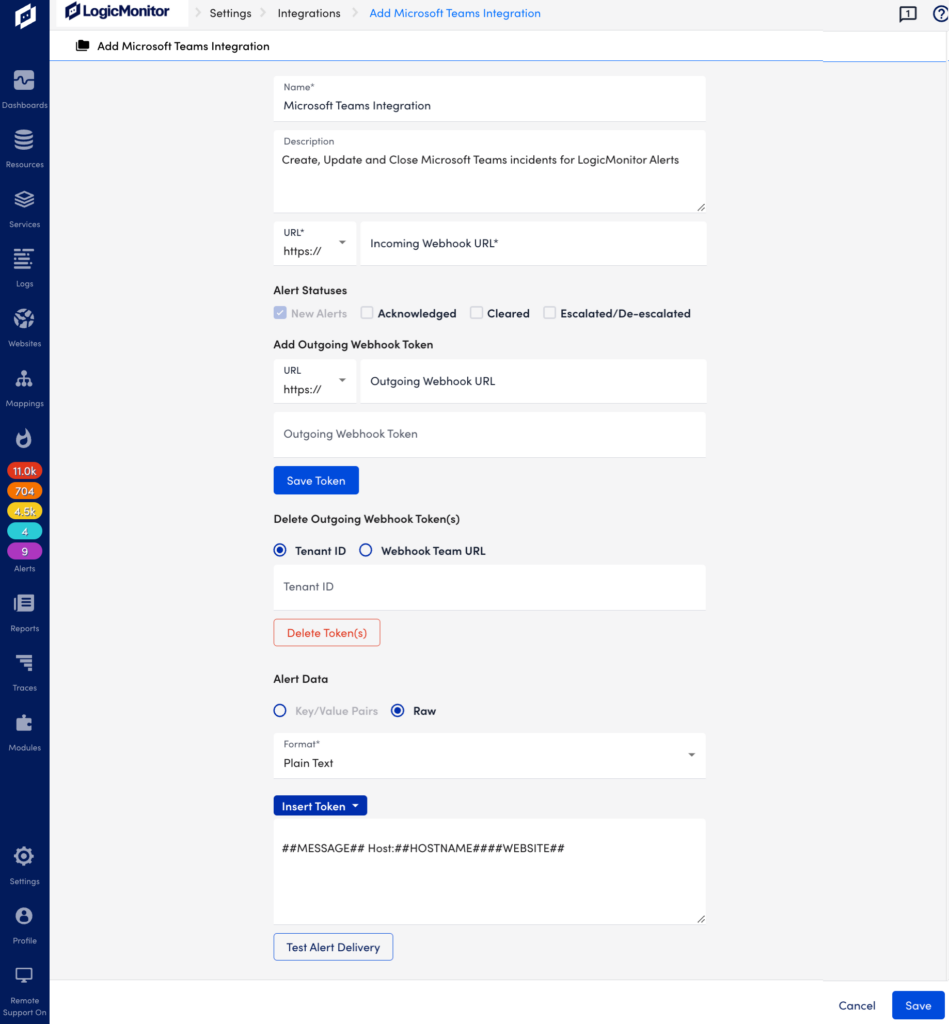 Microsoft Teams Integration Setup | LogicMonitor