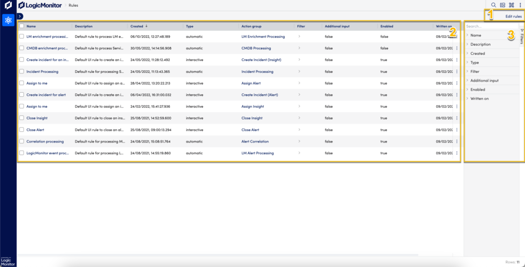 Rules Page | LogicMonitor
