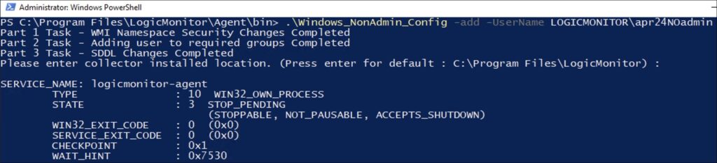 Migrating Windows Collector from Admin to Non-admin User | LogicMonitor