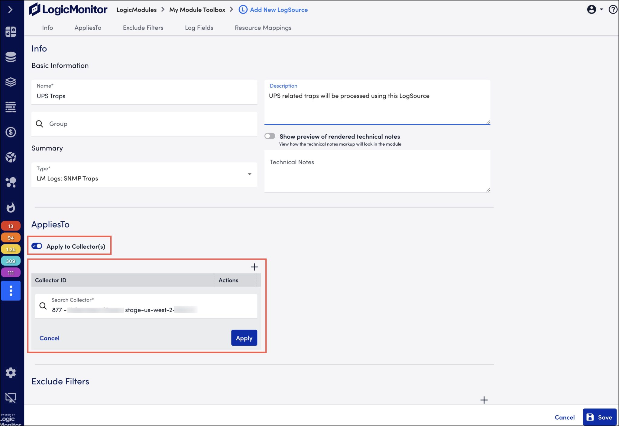 Snmp Traps Logsource Configuration Logicmonitor
