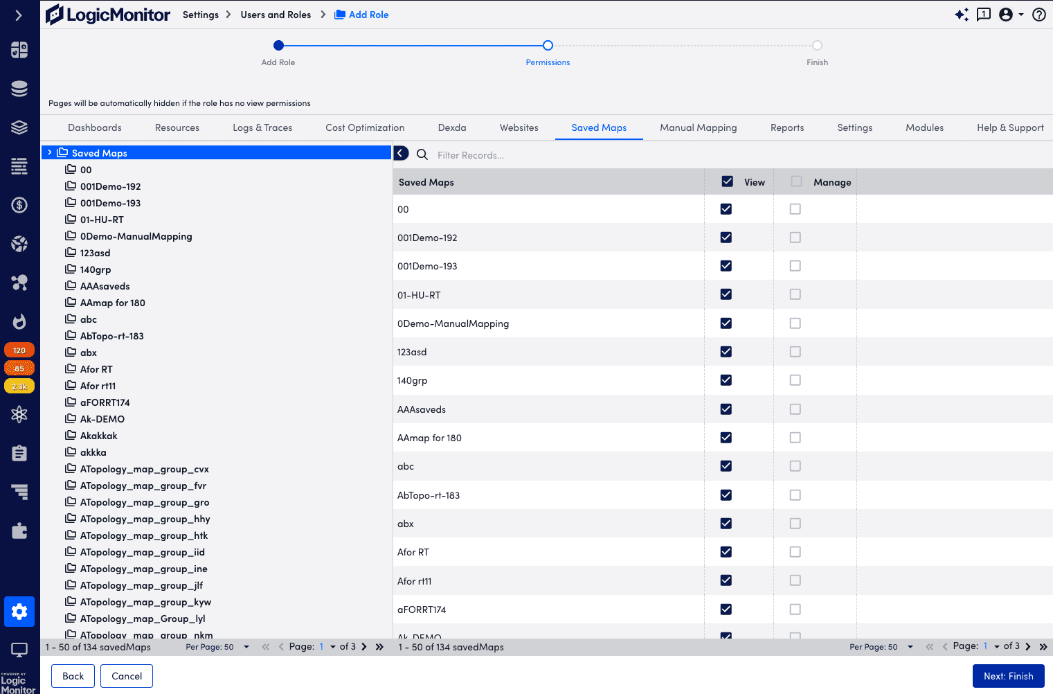 Saved Maps Role Permissions | LogicMonitor