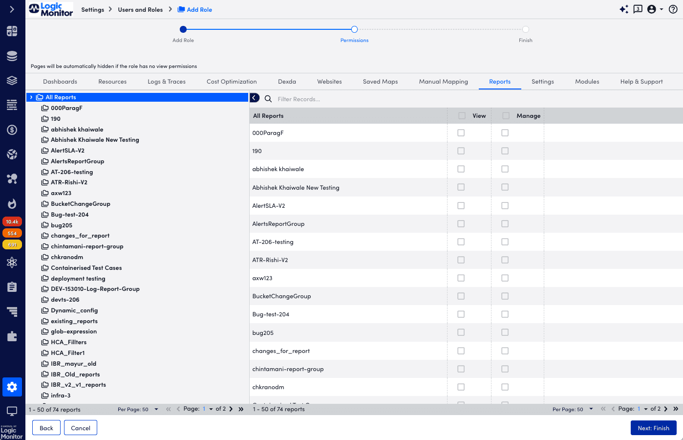 Reports Role Permissions | LogicMonitor