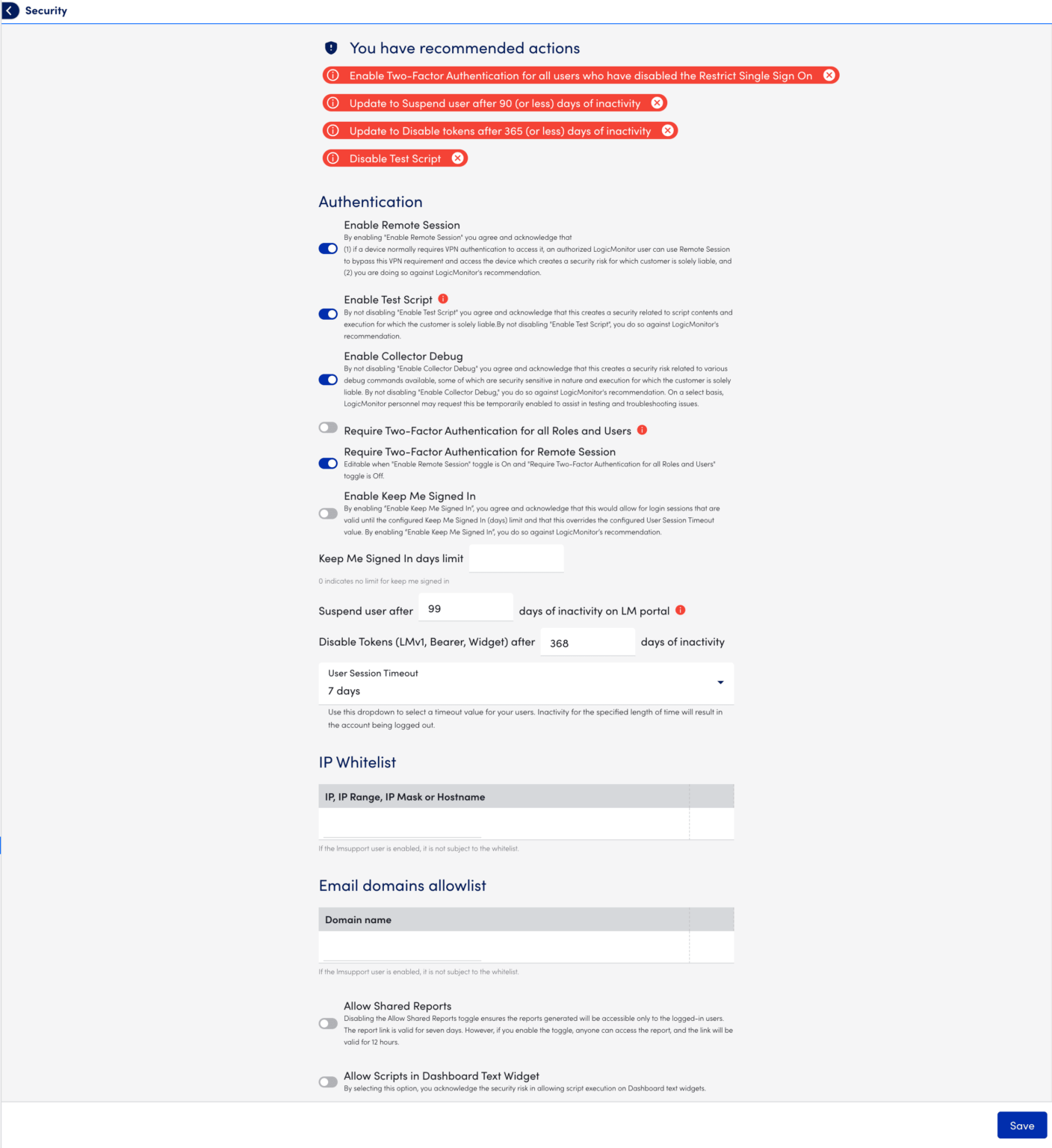 Security Settings | LogicMonitor