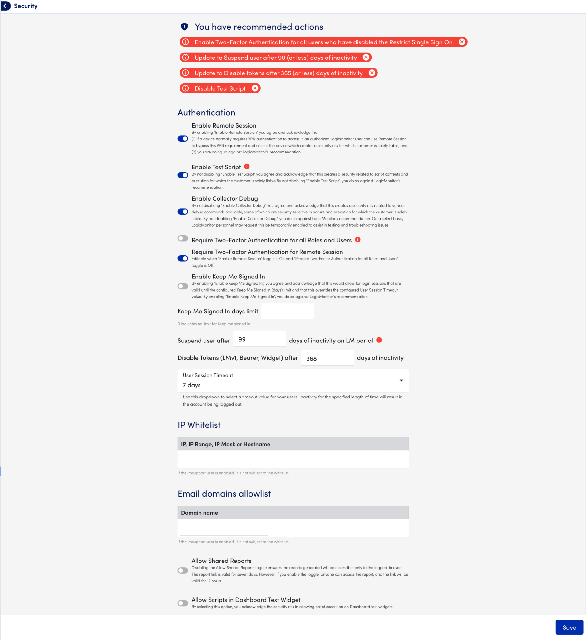 Security Settings | LogicMonitor