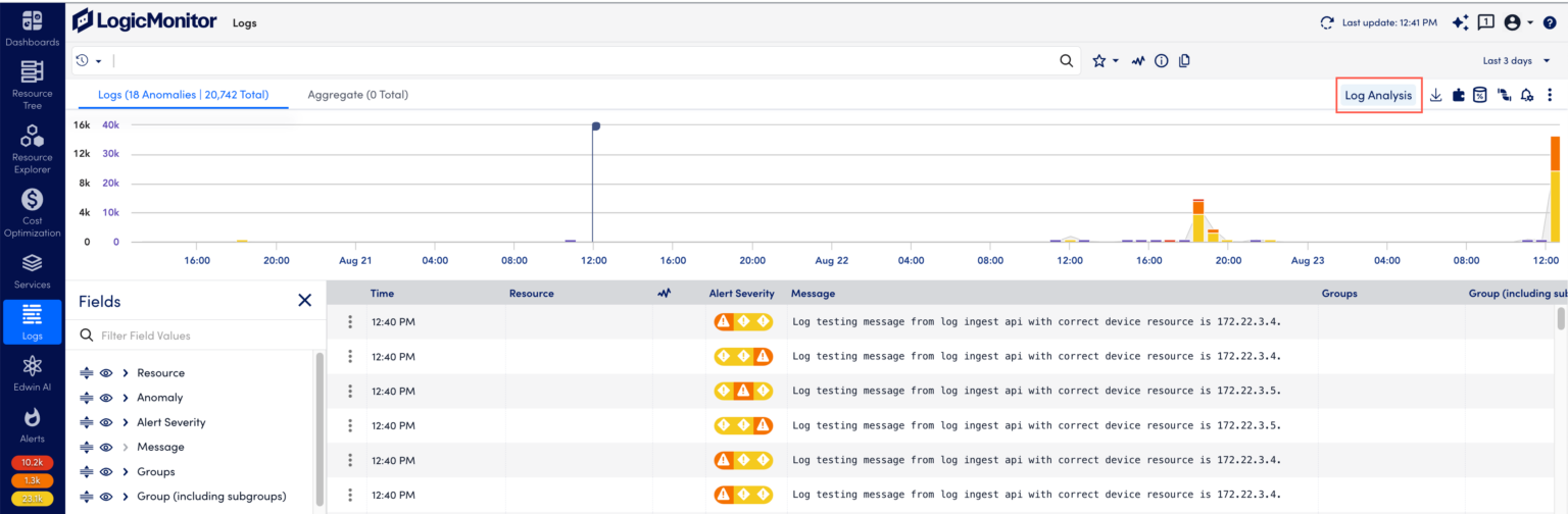 Accessing Log Analysis | LogicMonitor