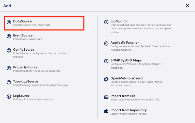 DataSources Configuration | LogicMonitor