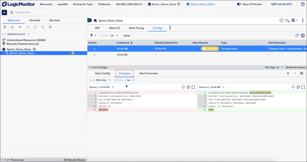 Exclusion Filter for Configuration Checks | LogicMonitor