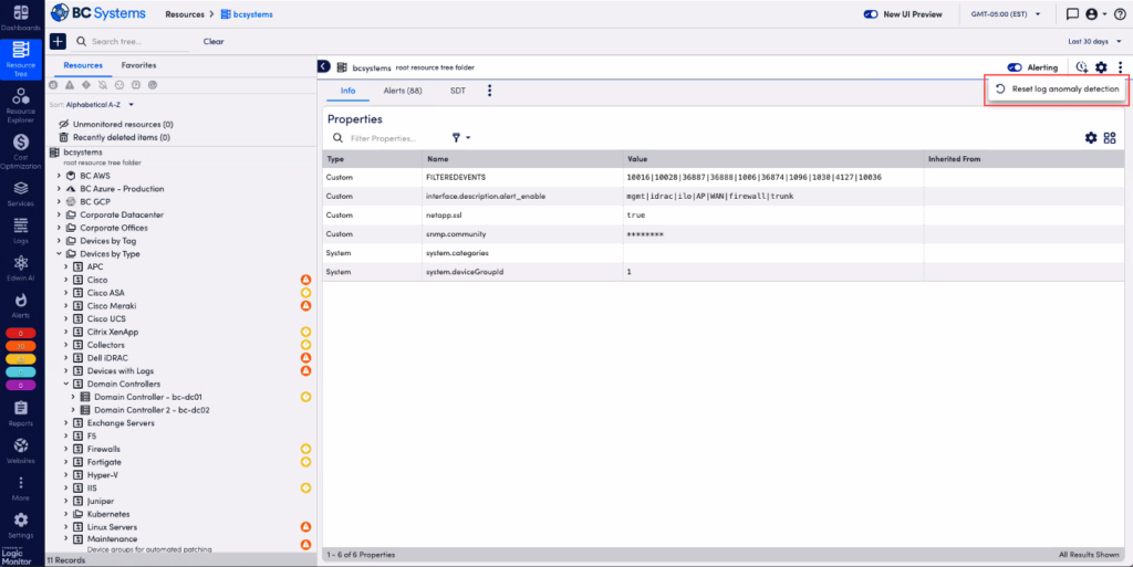 Log Anomaly Detection Reset | LogicMonitor